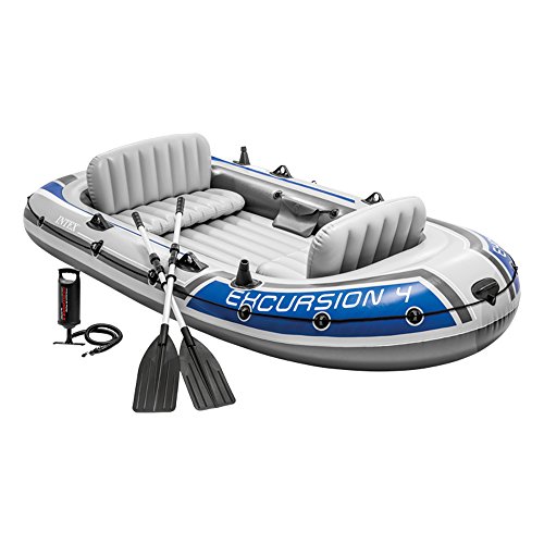Intex Excursion 4 Schlauchboot-Set in Grau und Blau - Schlauchboot.de